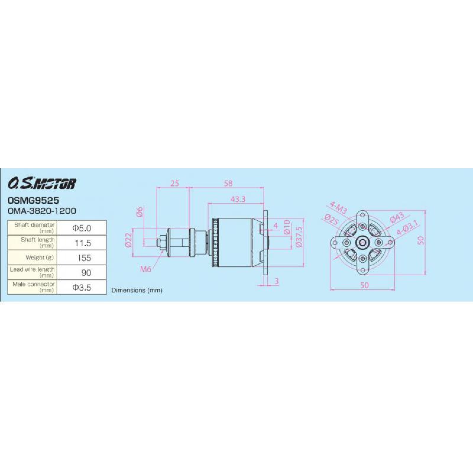 Os Max silnik bezszczotkowy Outrunner OMA-3820-1200 - Sklep Modelarski